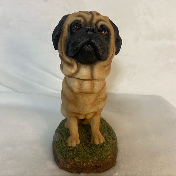 Accents | Pug Dog Bobble Head Fawn And Black Statuetan And Black Curly ...